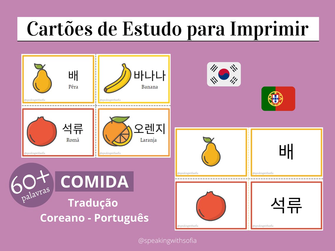 Cartões De Estudo De Coreano, Flashcards De Coreano, Cartões De Estudo ...