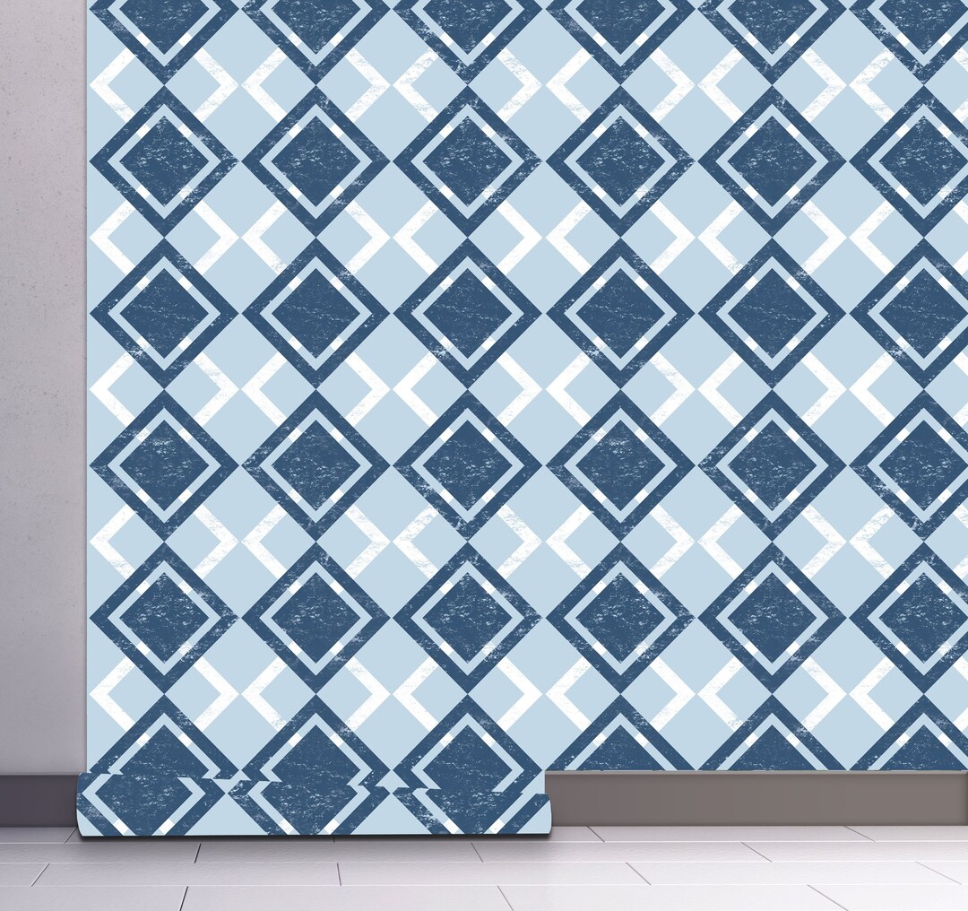 Faded Diamonds Geometrical Pattern Peel and Stick Wallpaper, Modern ...