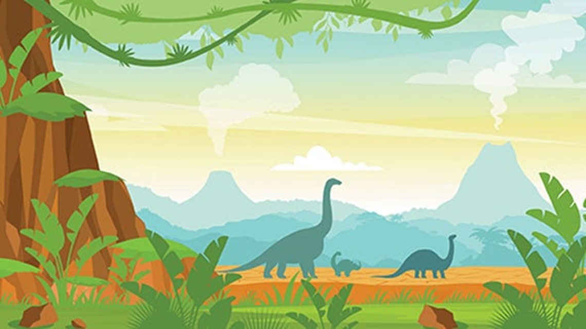 Dinosaur Landscape Wallpaper Mural, Premium Peel and Stick Material ...