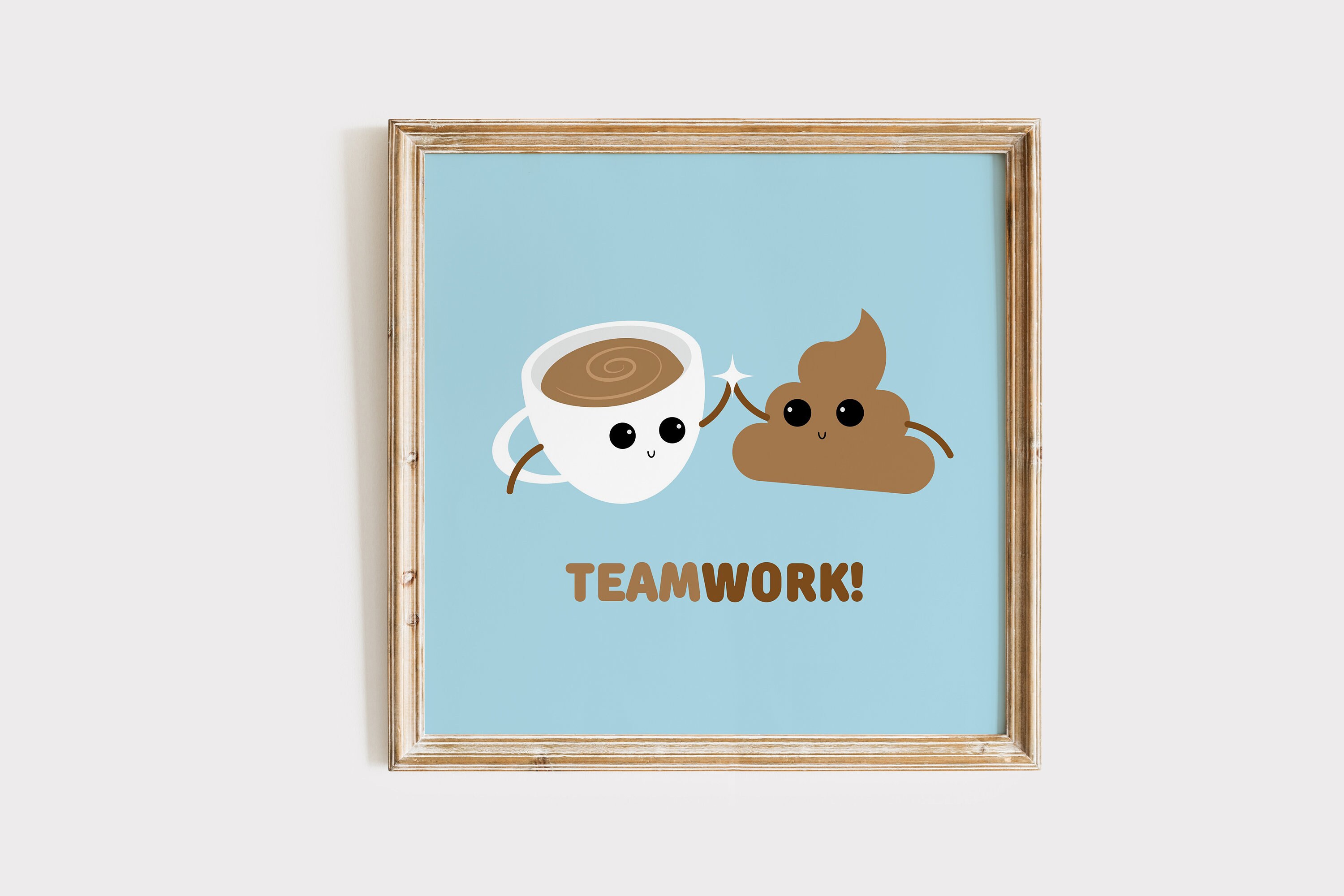 Teamwork Cheeky Bathroom Print Sky Blue Funny Office - Etsy