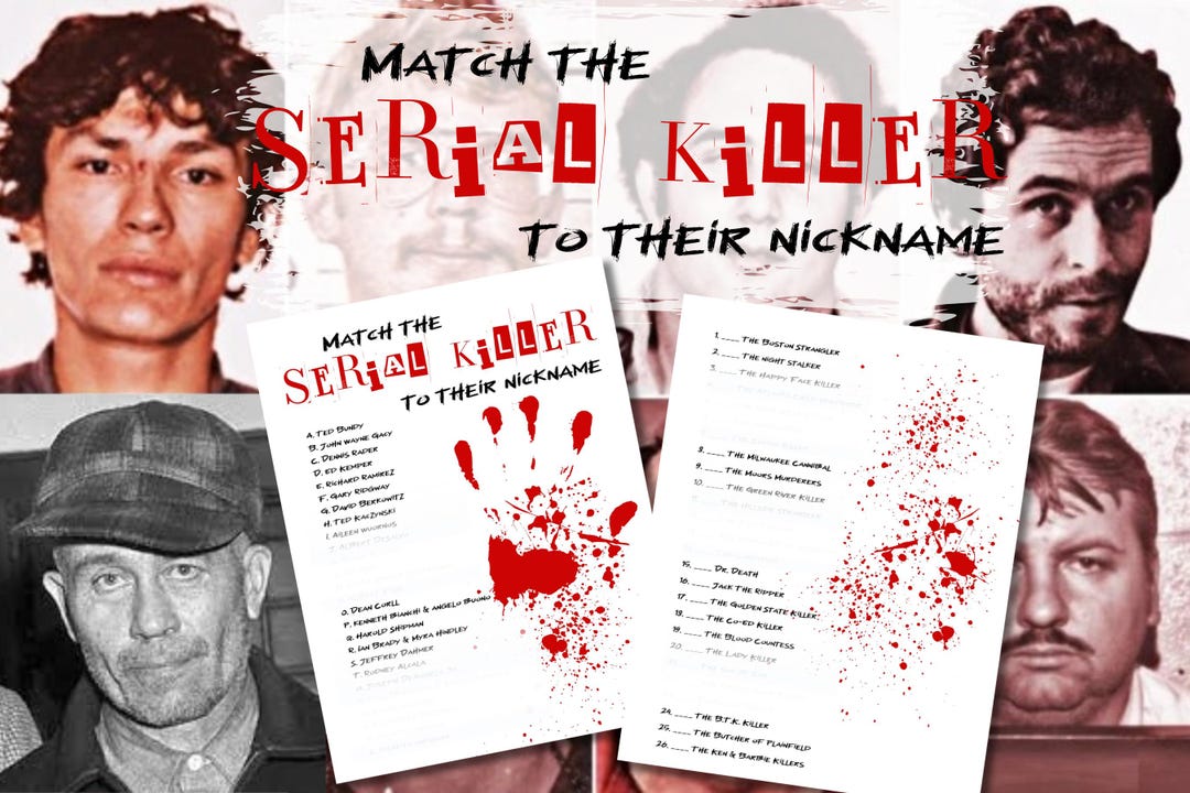 Serial Killer Party Game Ed Gein Monster Match the Serial Killer to ...