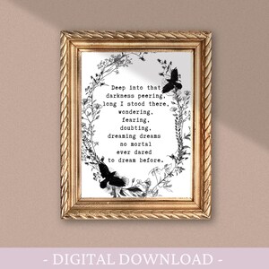 The Raven Poem Edgar Allan Poe Gothic Home Decor Printable Poster ...