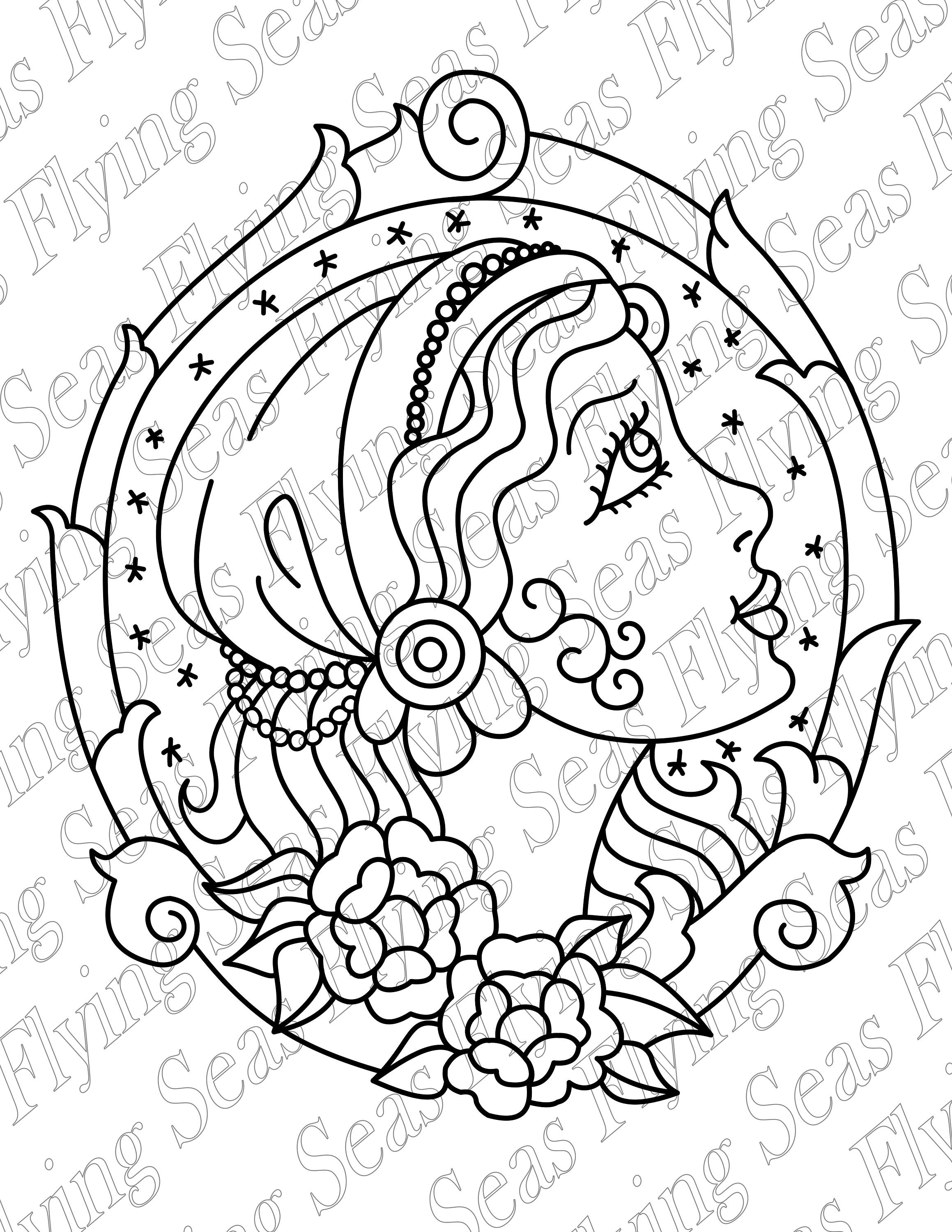 Gypsy Pre Drawn Outline SVG & PNG Tattoo Gypsy Girl Clipart | Etsy India
