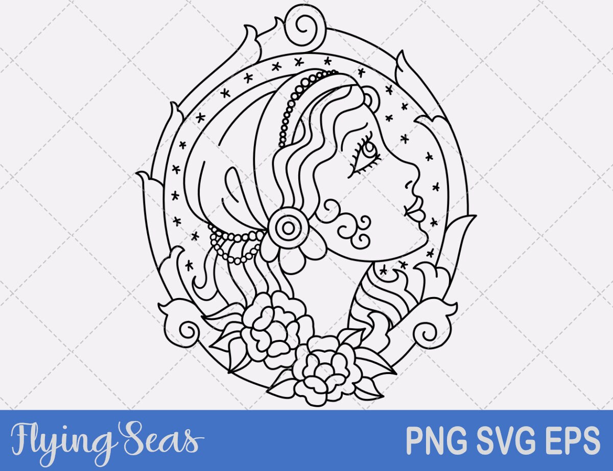 Gypsy Pre Drawn Outline SVG & PNG Tattoo Gypsy Girl Clipart | Etsy India