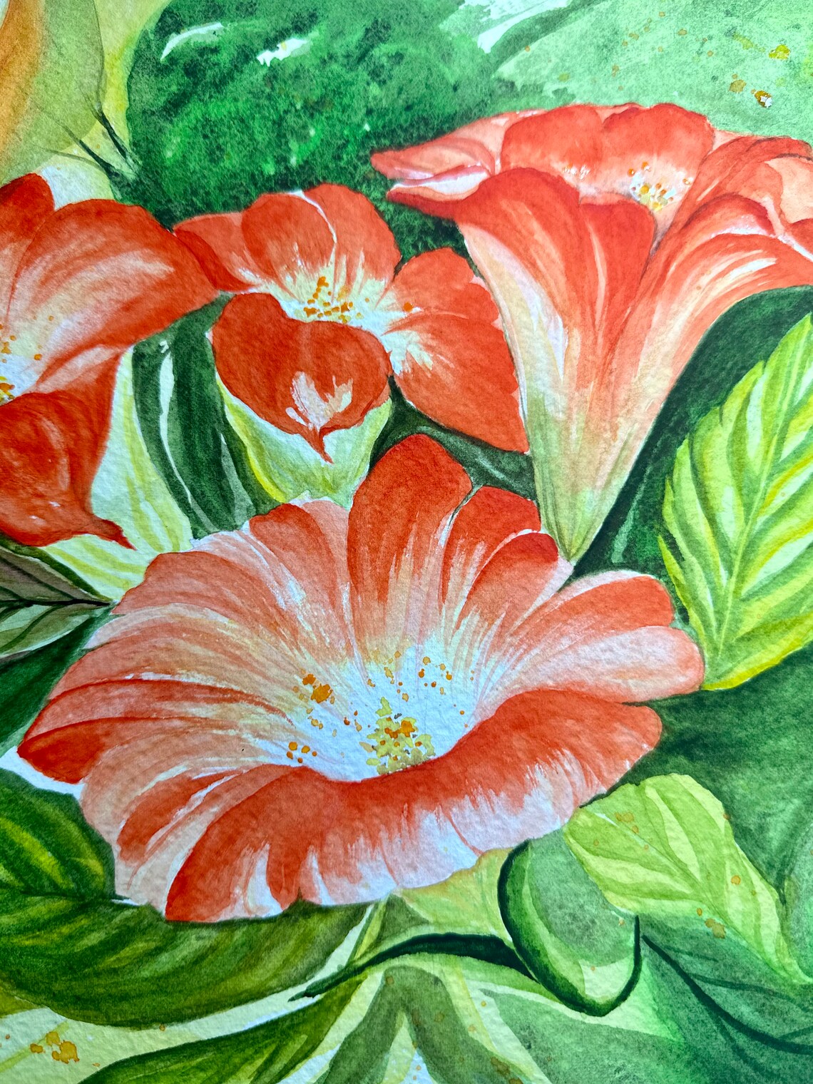 Angel's Trumpets Original Watercolour Painting, 38x28cm, Unframed. - Etsy