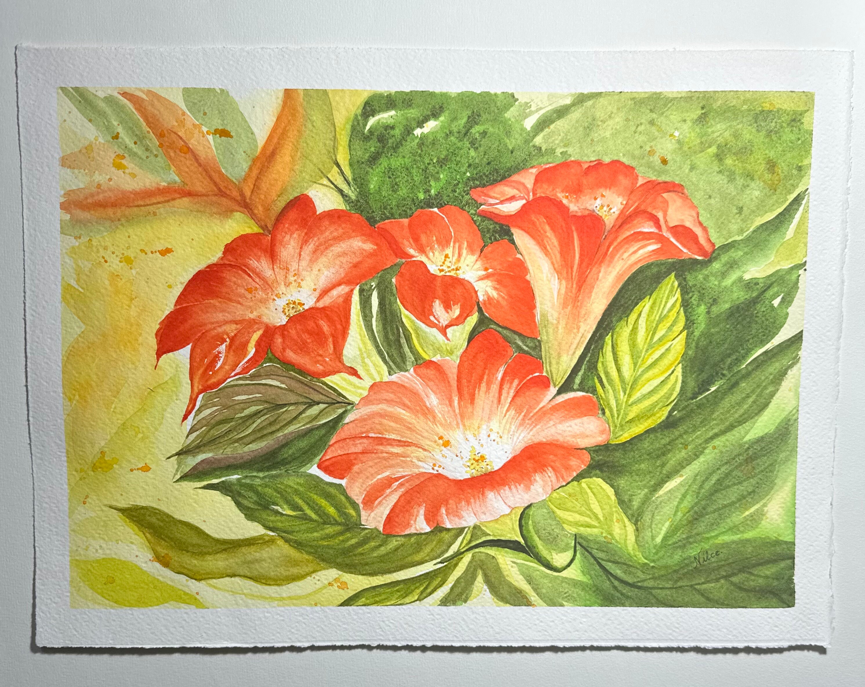Angel's Trumpets Original Watercolour Painting, 38x28cm, Unframed. - Etsy