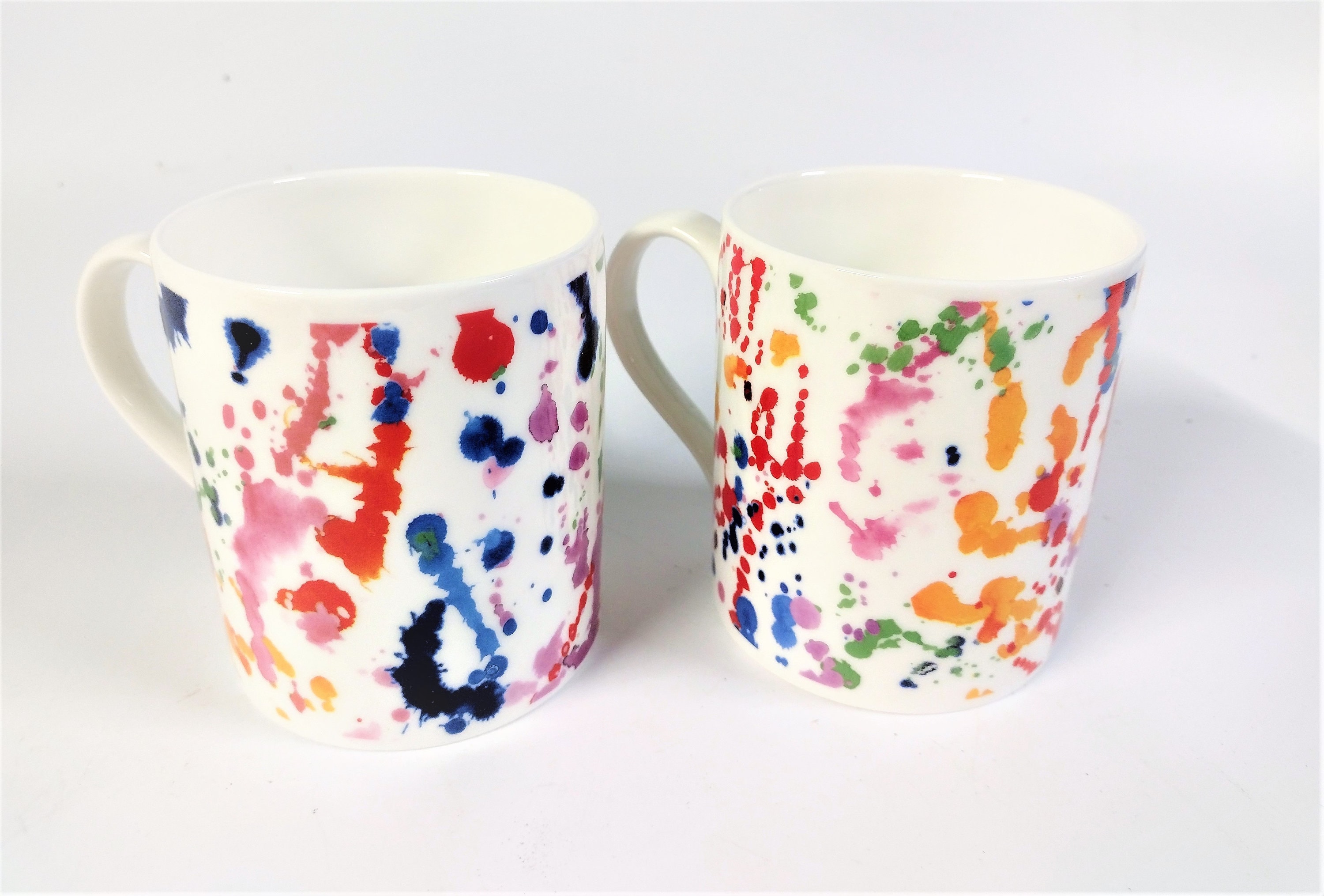 2 Large Bone China Mugs With Splash Decoration (400ml Capacity) - Etsy UK