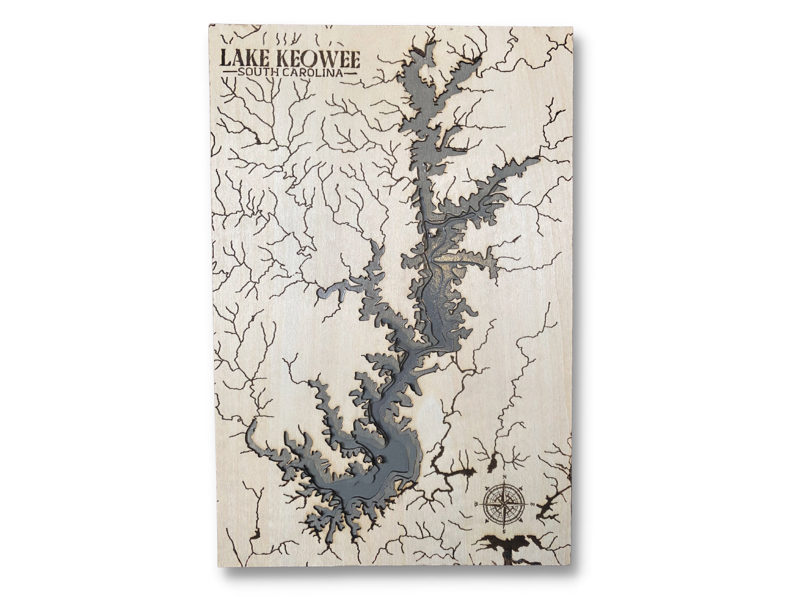 Lake Keowee Map, Wooden Customizable 3D Layered Gift for Realtor ...