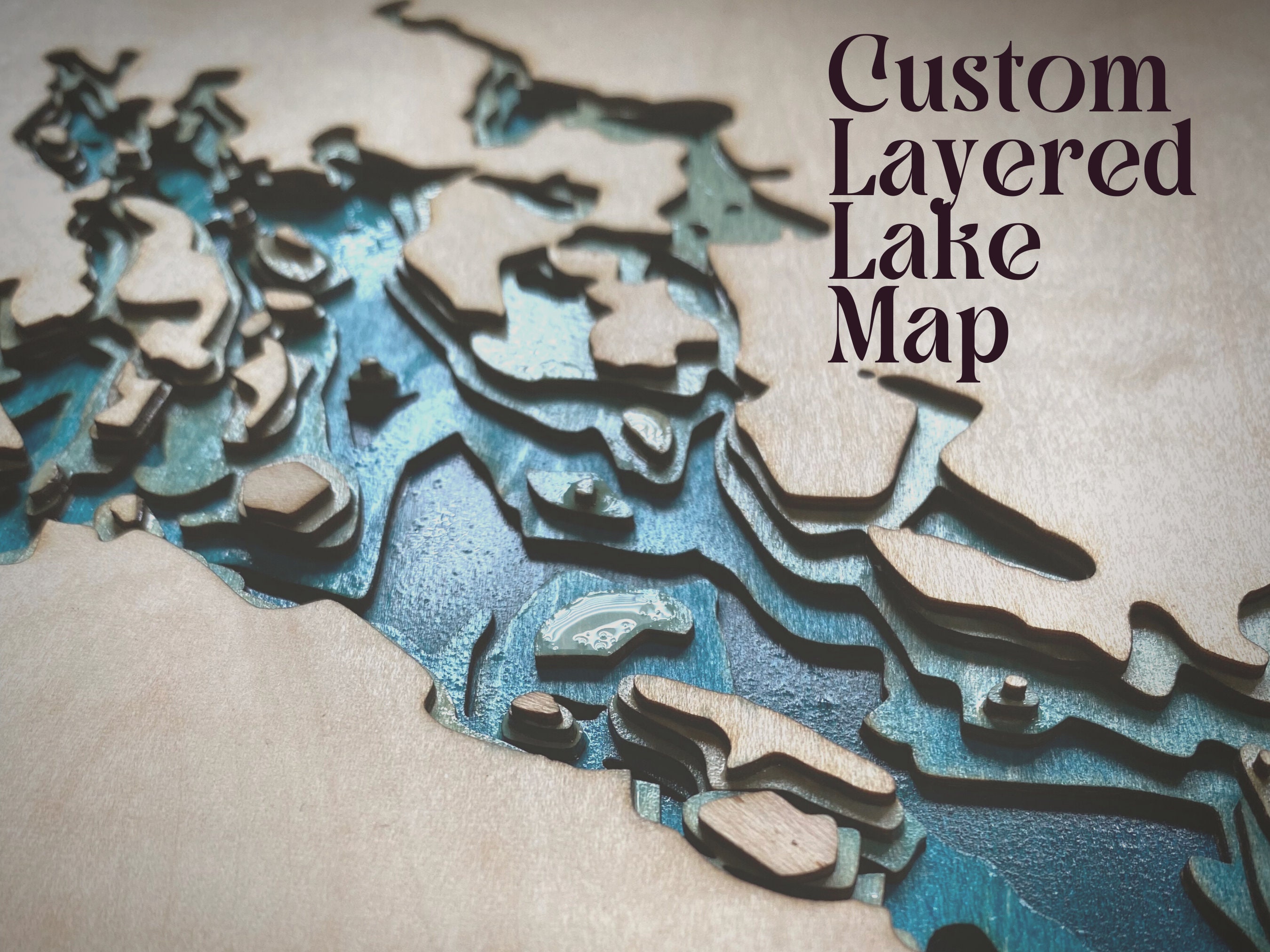 Custom Lake Map Wooden Personalized 3D Layered Gift for - Etsy