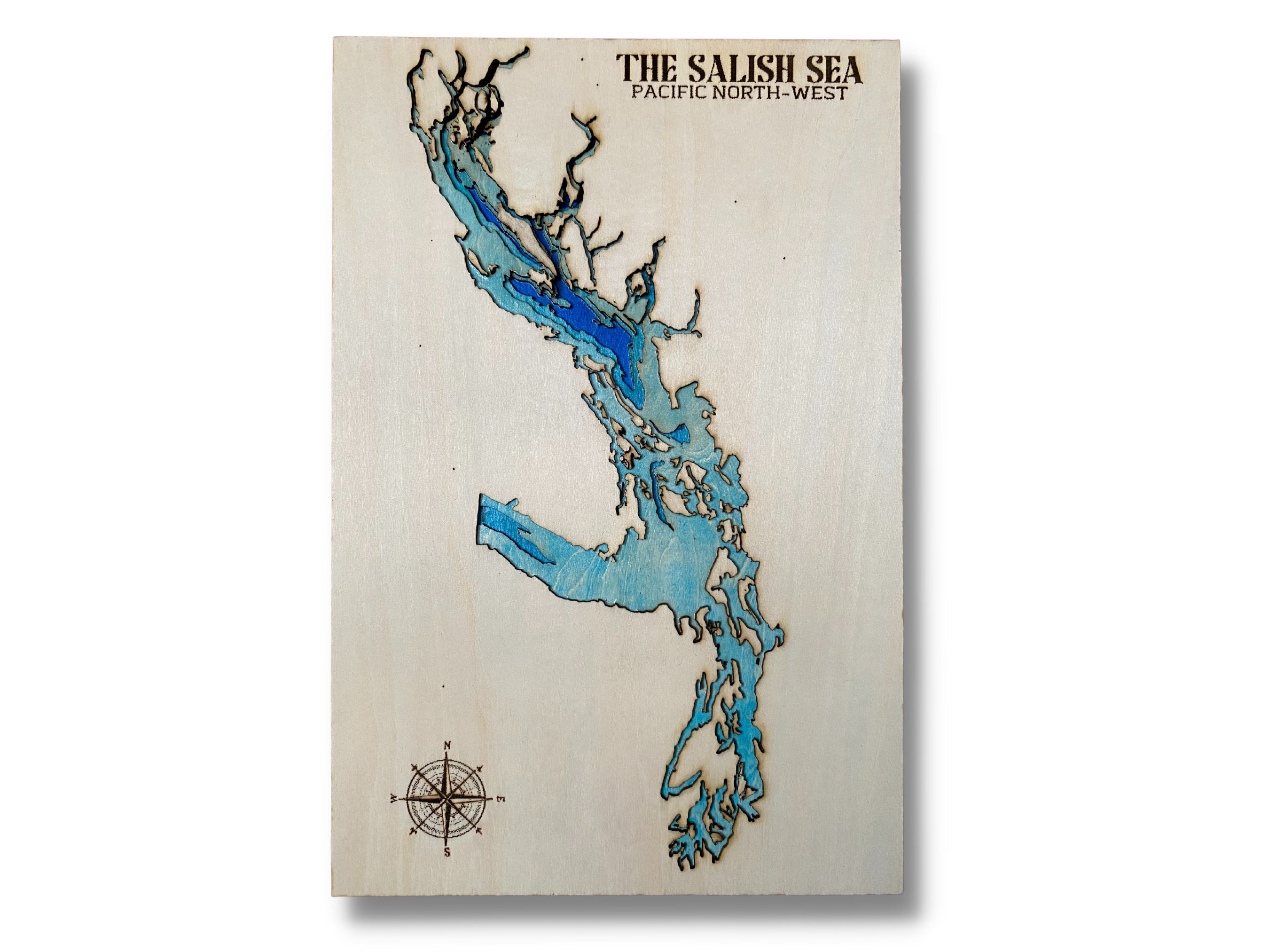 Salish Sea Map, Wooden Customizable 3D Layered Gift for Realtor Clients ...