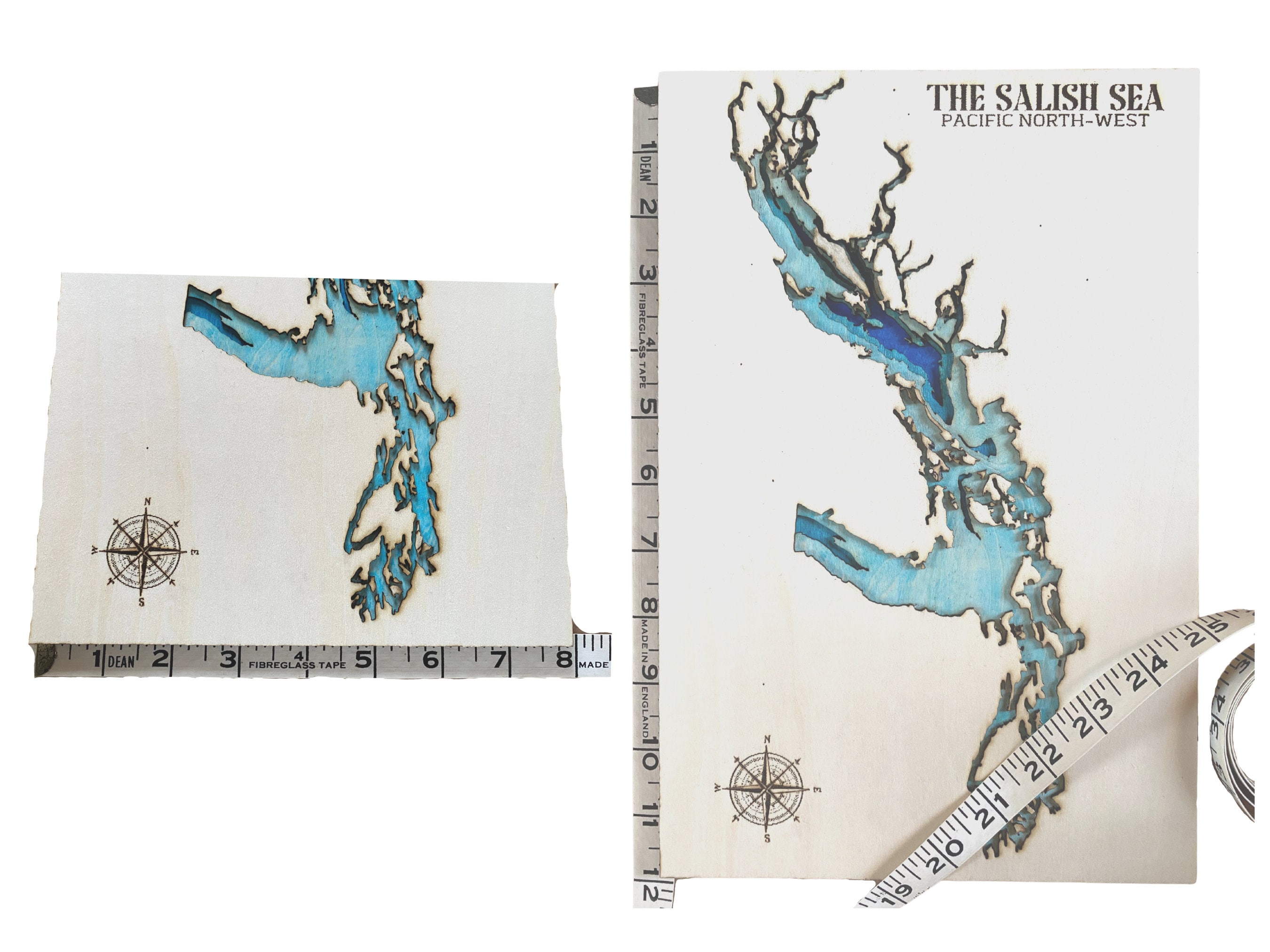 Salish Sea Map, Wooden Customizable 3D Layered Gift for Realtor Clients ...