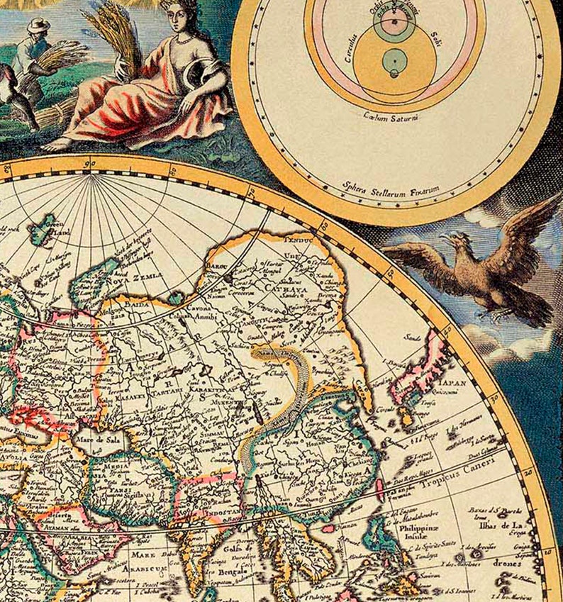 1675 Antique World Map_ideal for Framing and Wall Decor - Etsy