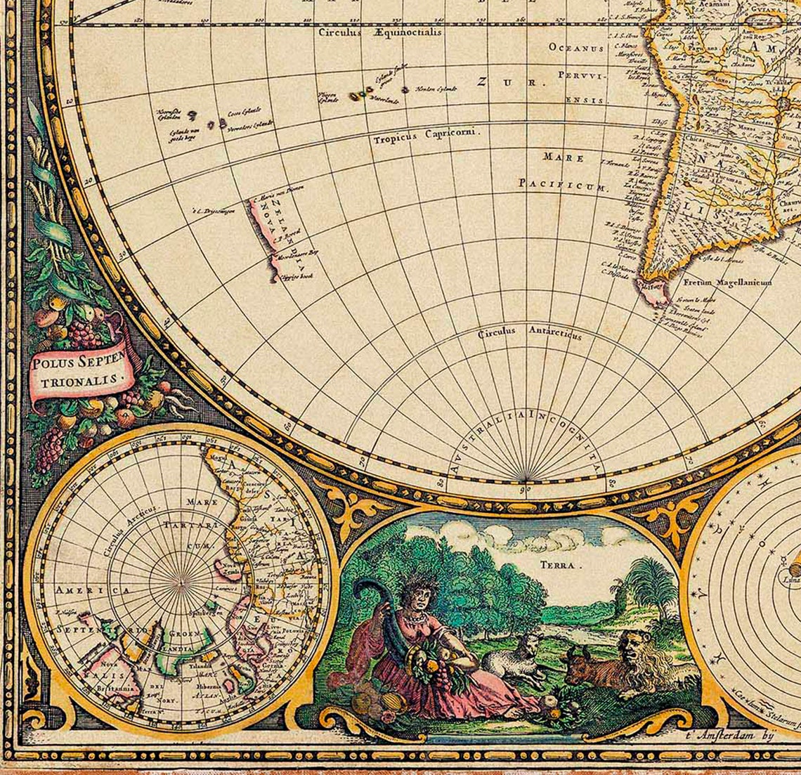 1660 Antique World Map_ideal for Framing and Wall Decor - Etsy