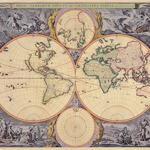 1658 Antique World Map_ideal for Framing and Wall Decor - Etsy