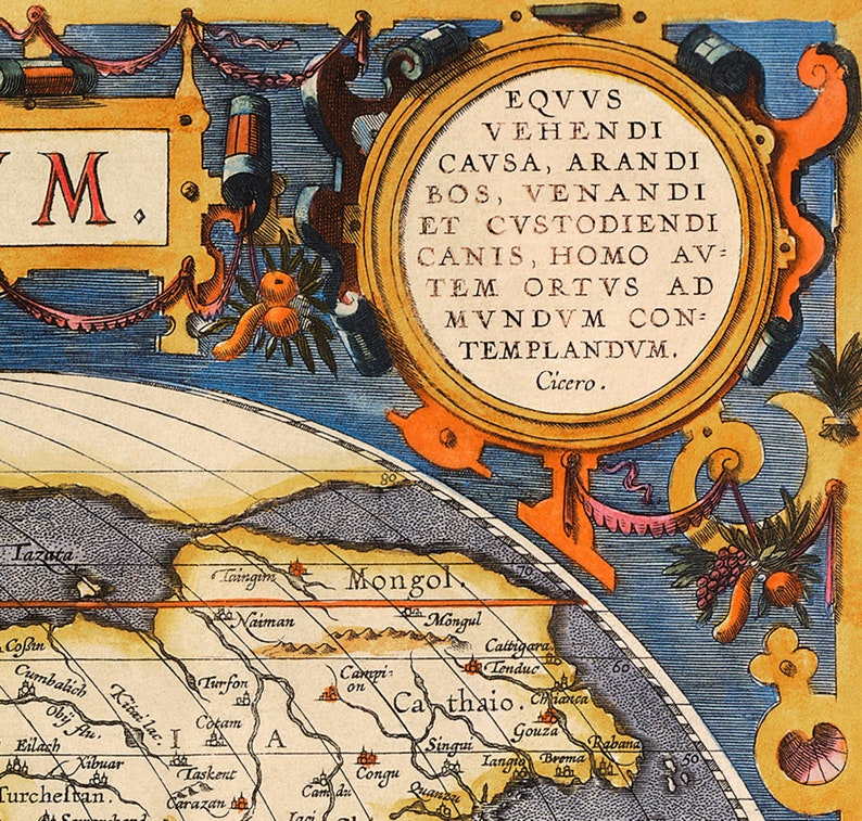 1588 Antique World Map_ideal for Framing & Wall Decor_professionally ...
