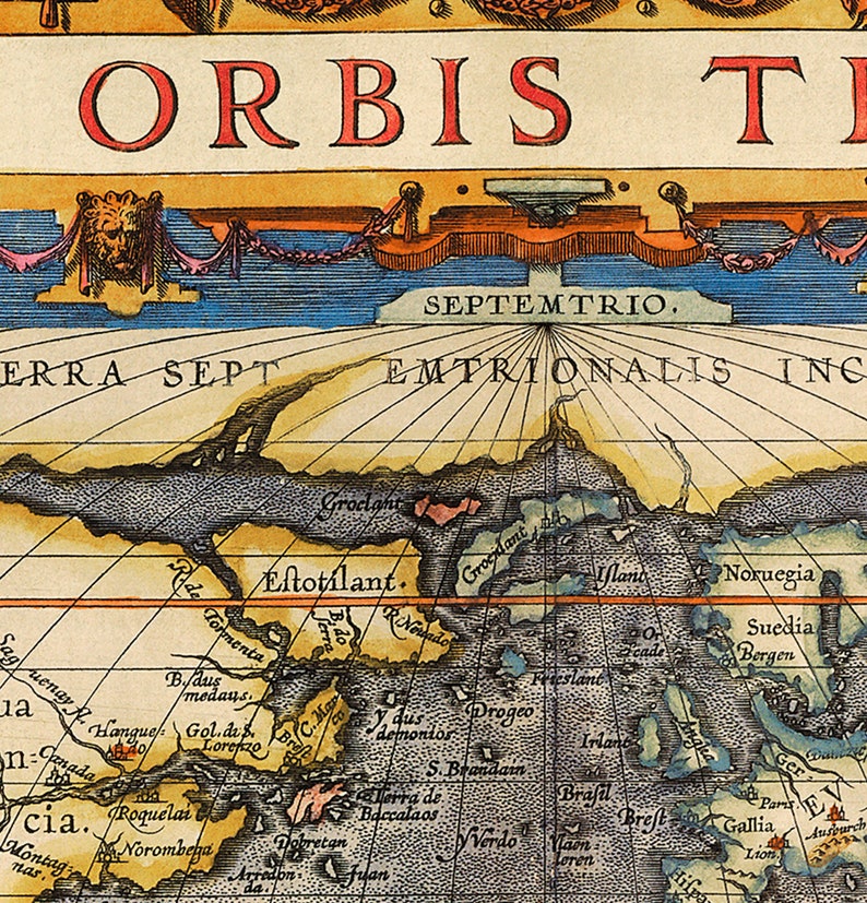 1588 Antique World Map_ideal for Framing & Wall Decor_professionally ...