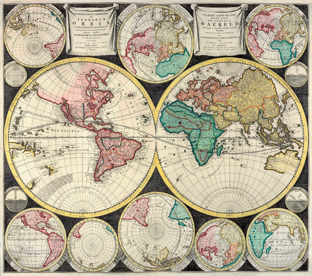 Antique World Map Prints - Etsy
