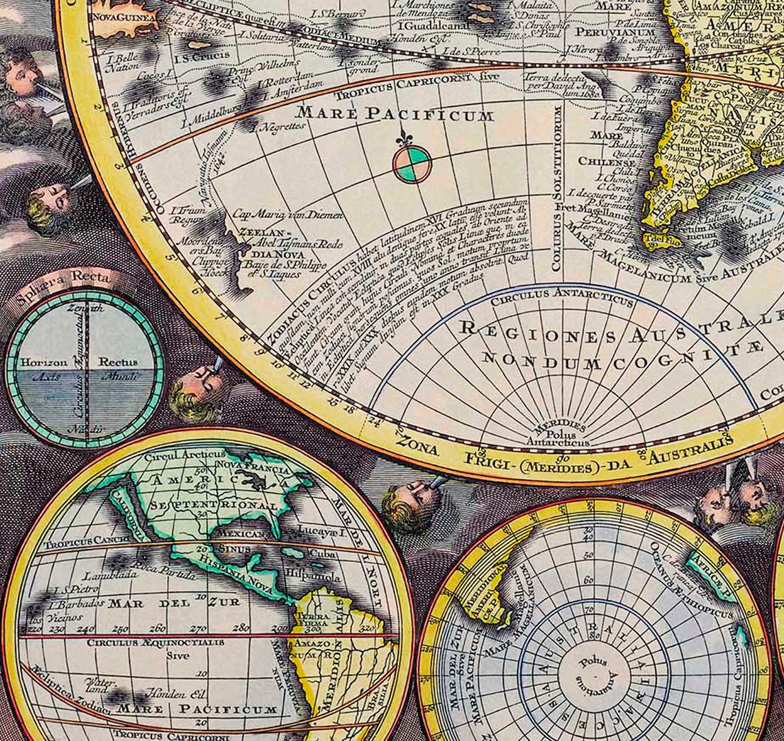 1730 Antique World Map_ideal for Framing and Wall Decor - Etsy