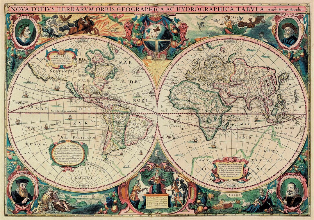 1630 Antique World Map_ideal for Framing and Wall Decor - Etsy