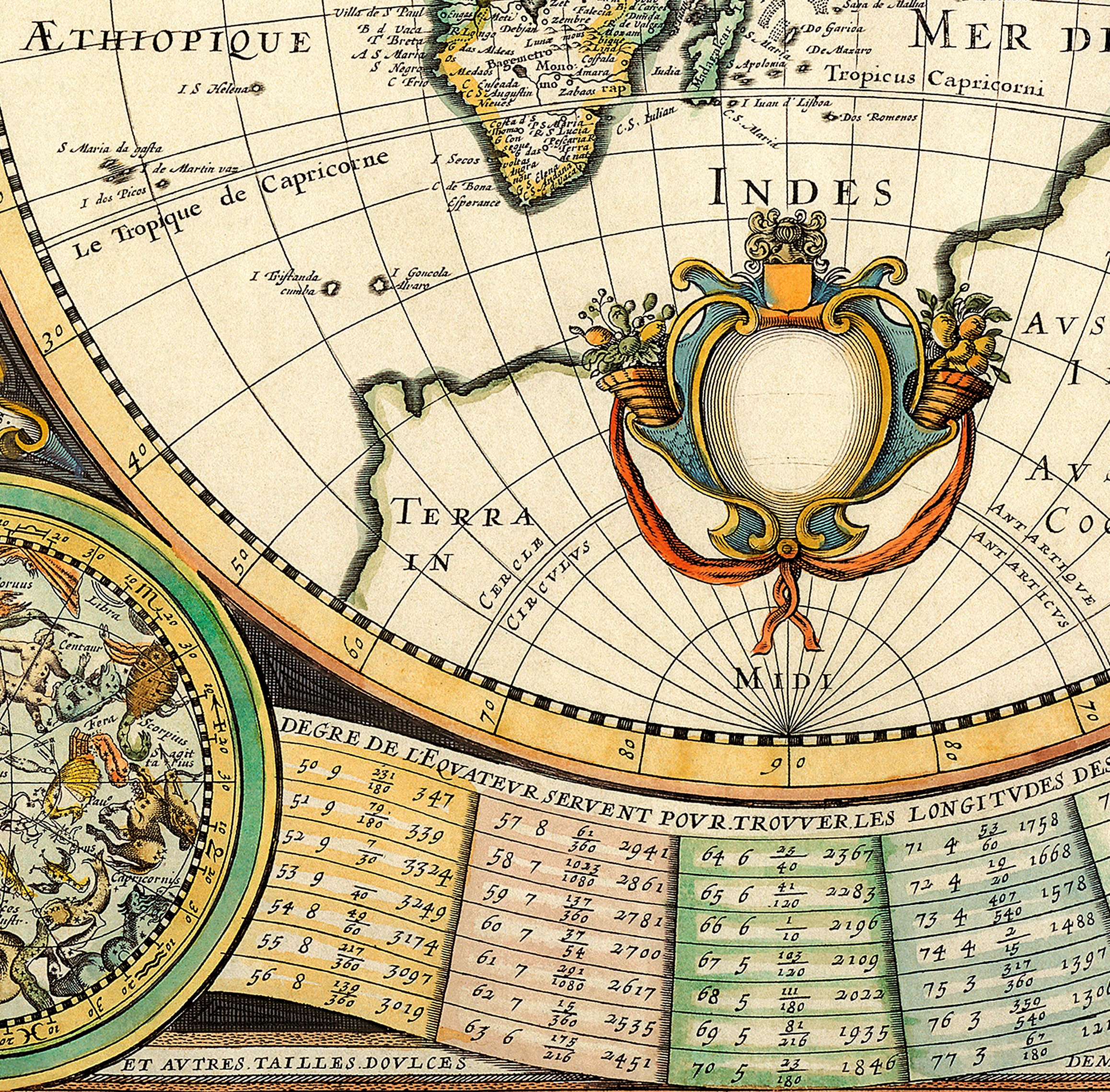 1643 Antique World Map_ideal for Framing & Wall Decor_professionally ...