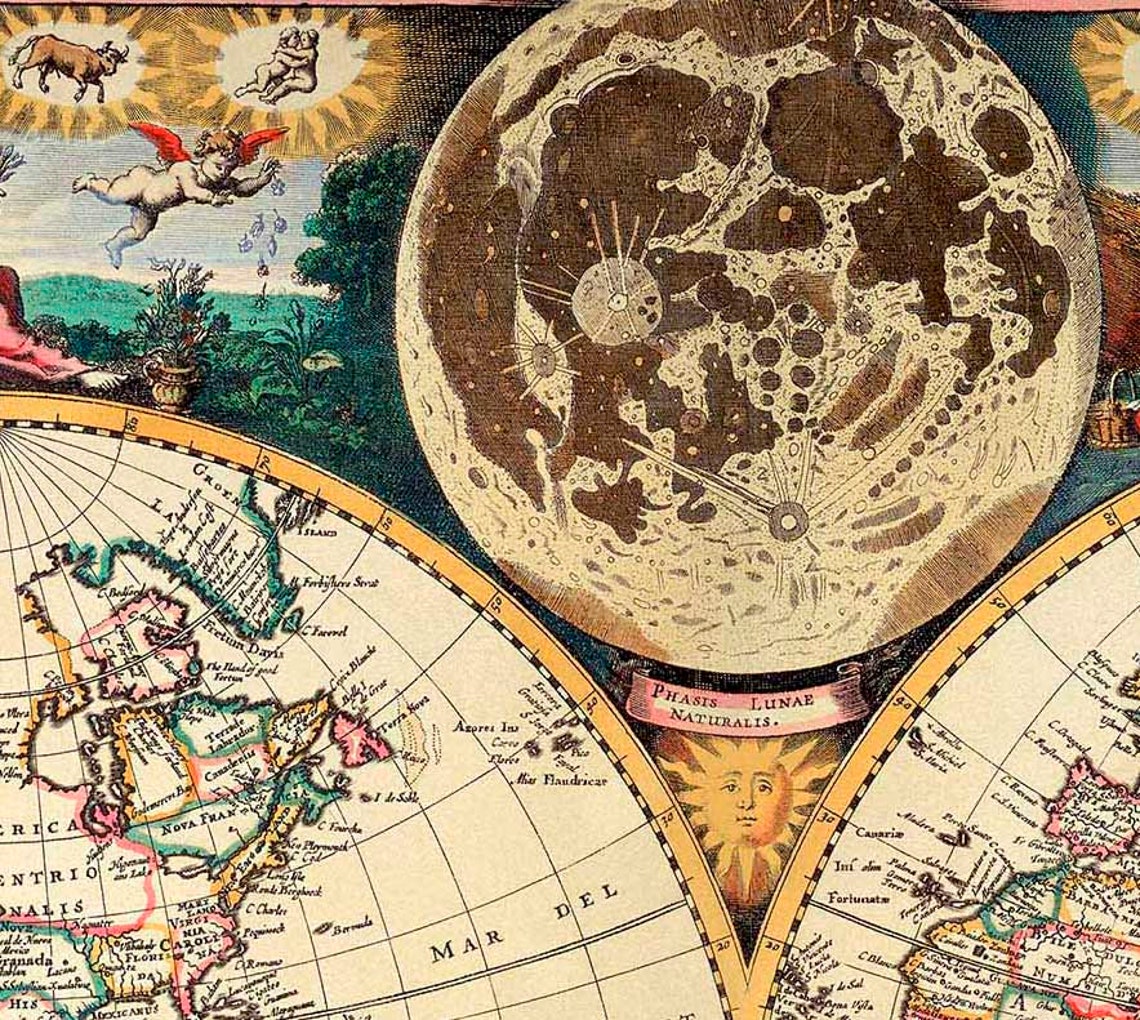 1675 Antique World Map_ideal for Framing and Wall Decor - Etsy