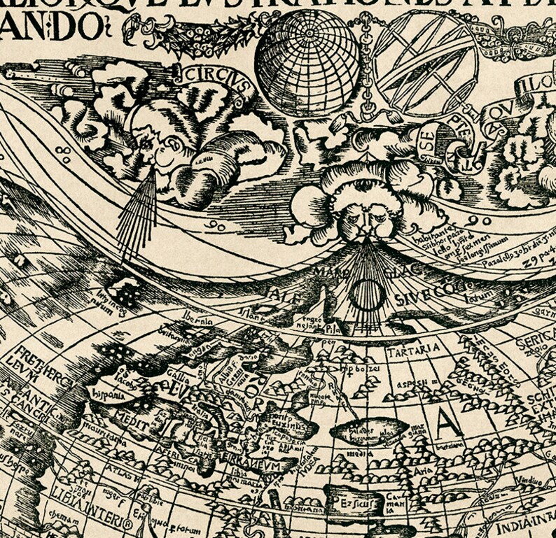 1520 Antique World Map_ideal for Framing and Wall Decor - Etsy