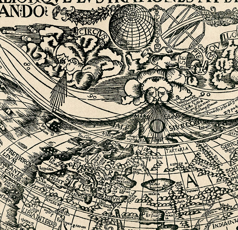 1520 Antique World Map_ideal for Framing and Wall Decor - Etsy