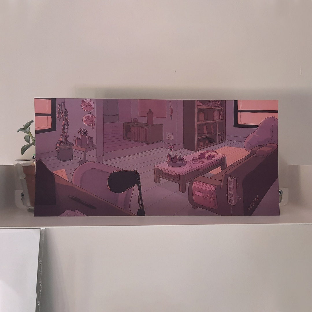 Pink Room Lofi Mix to Study Original Illustration Print - Etsy