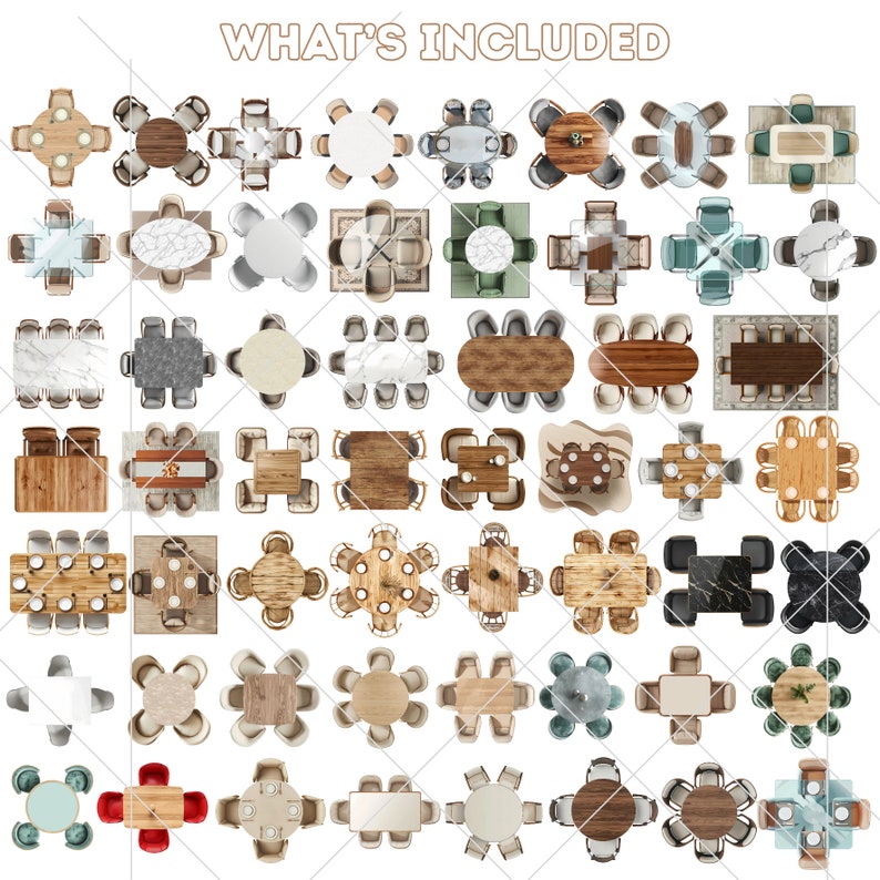 Set of 50 Png, Dining Room Sets Top View, Top View Furniture, Png ...