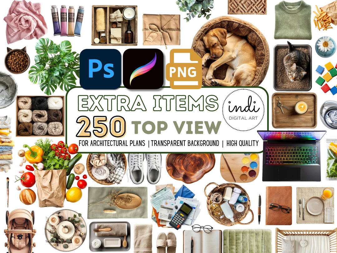 Set of 250 Png, Top View Extra Items, Png Furniture, Architecture Plan ...