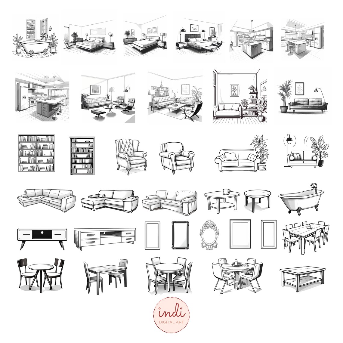 Procreate Furniture Brush Stamps, Architecture Brushes,procreate Stamps ...