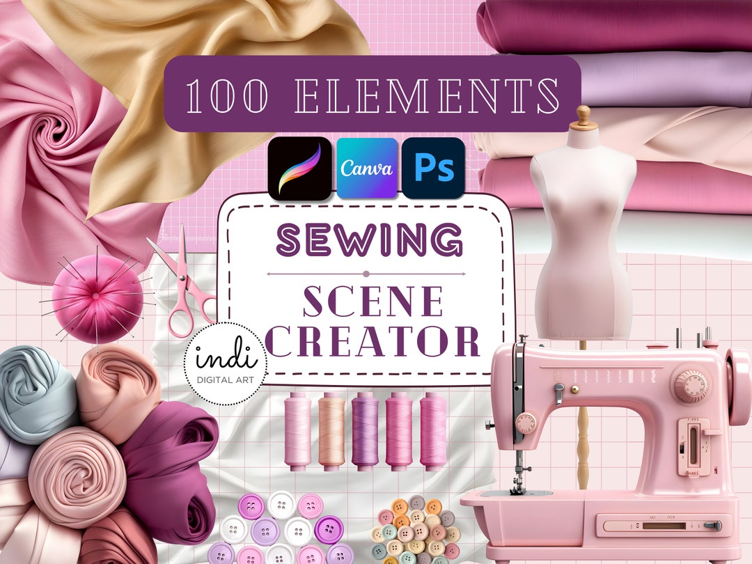 Sewing Scene Creator, Movable Objects, Top View Sewing Items, No ...