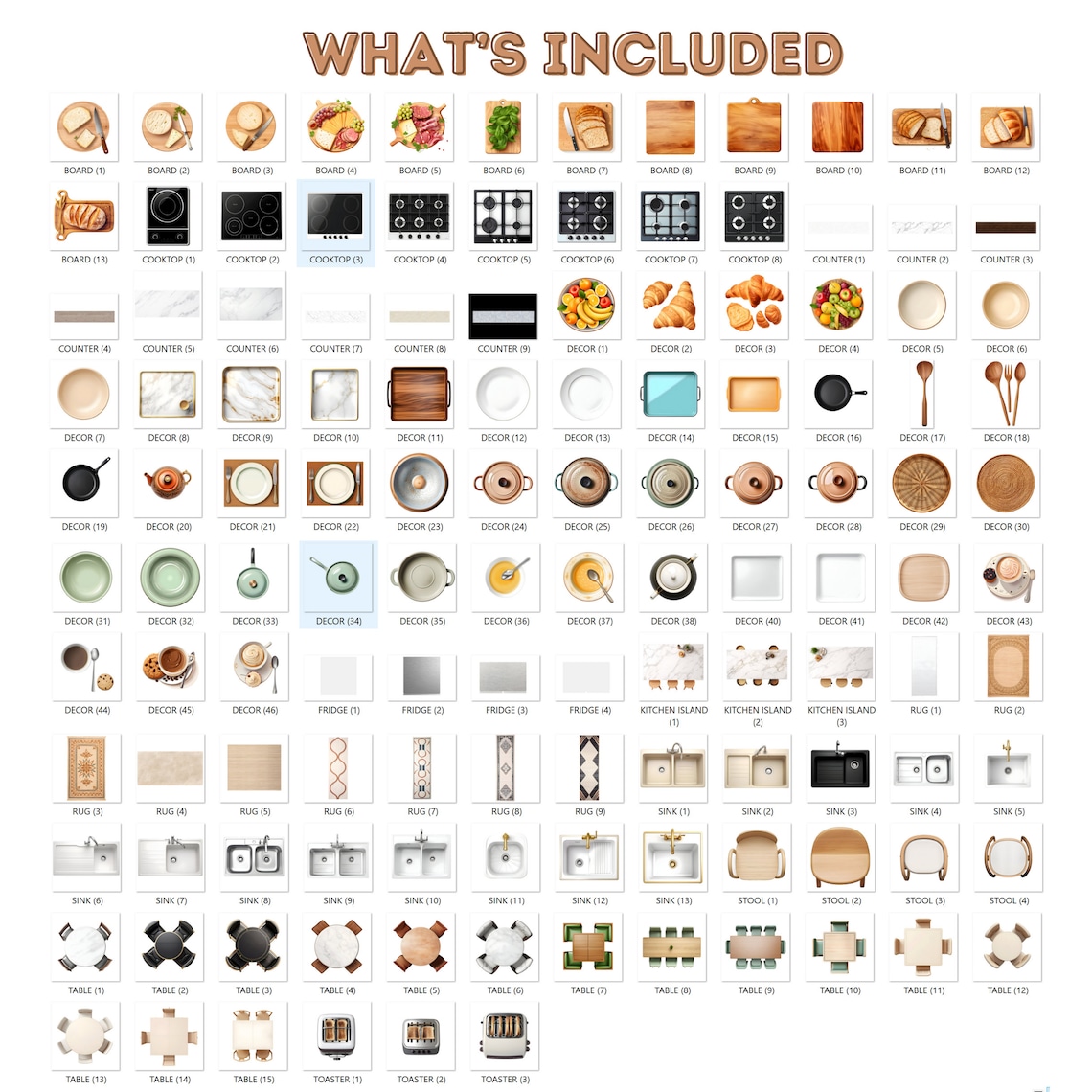 Set of Set of 100 Png, Top View Kitchen Furniture, Png Furniture ...