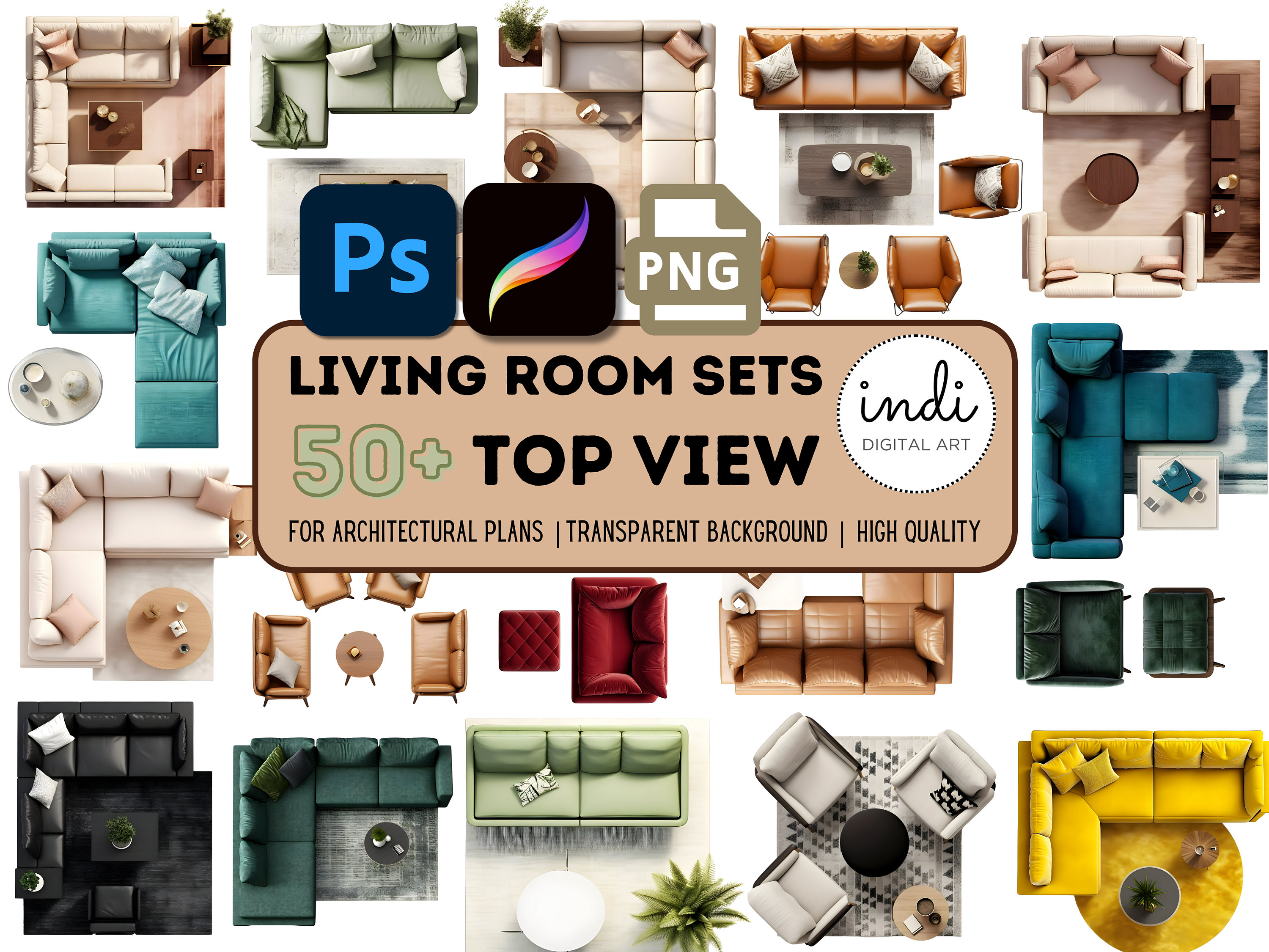 Living Room Furniture Top View PNG Clipart (50+) - Etsy
