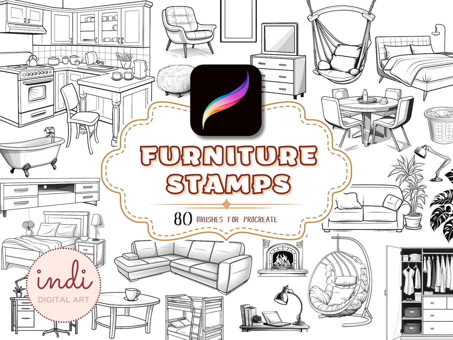 Procreate Furniture Brush Stamps, Architecture Brushes,procreate Stamps ...
