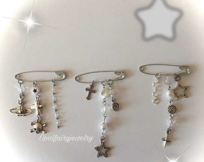 Y2k Bag Safety Pin Charms Crossstar Heart angel Wing Pick Which One ...