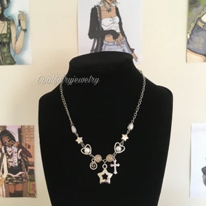 Silver Cyber Y2k Star Cross Swirl Necklace - Etsy