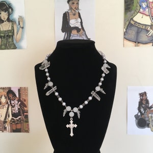 Y2k Rhinestone Cross Necklace pearlsclear Quartz - Etsy