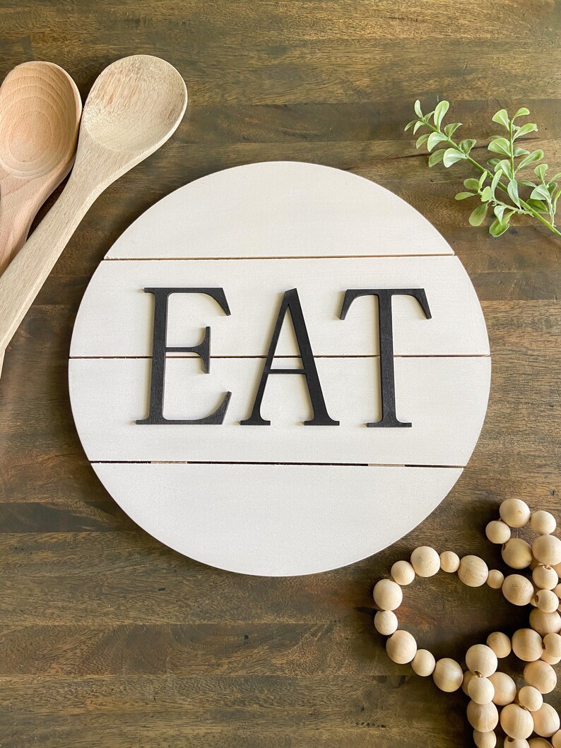 Eat Kitchen Sign Decor Modern Farmhouse White/black - Etsy