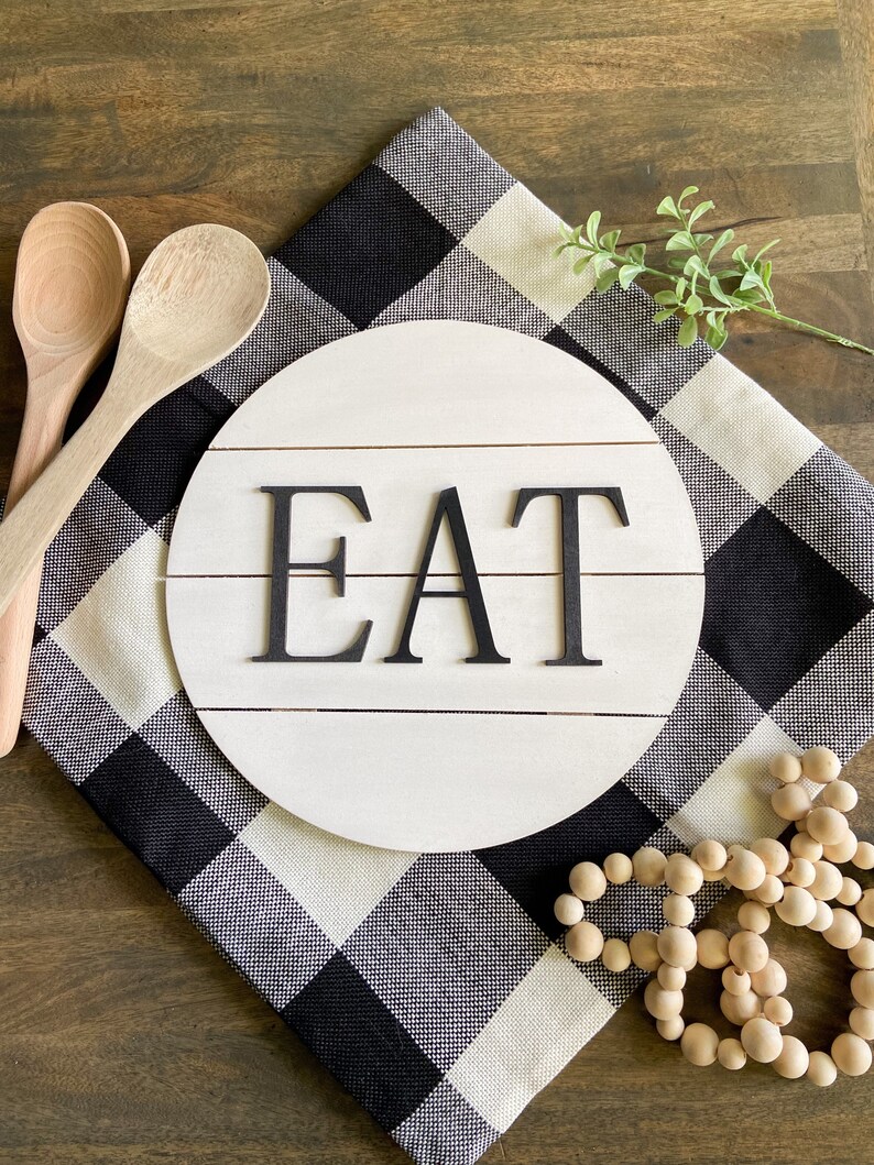 Eat Kitchen Sign Decor Modern Farmhouse White/black - Etsy