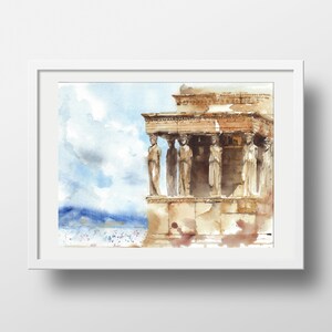 Acropolis of Athens Watercolor Art Giclée Print Erechtheion Greece Home ...