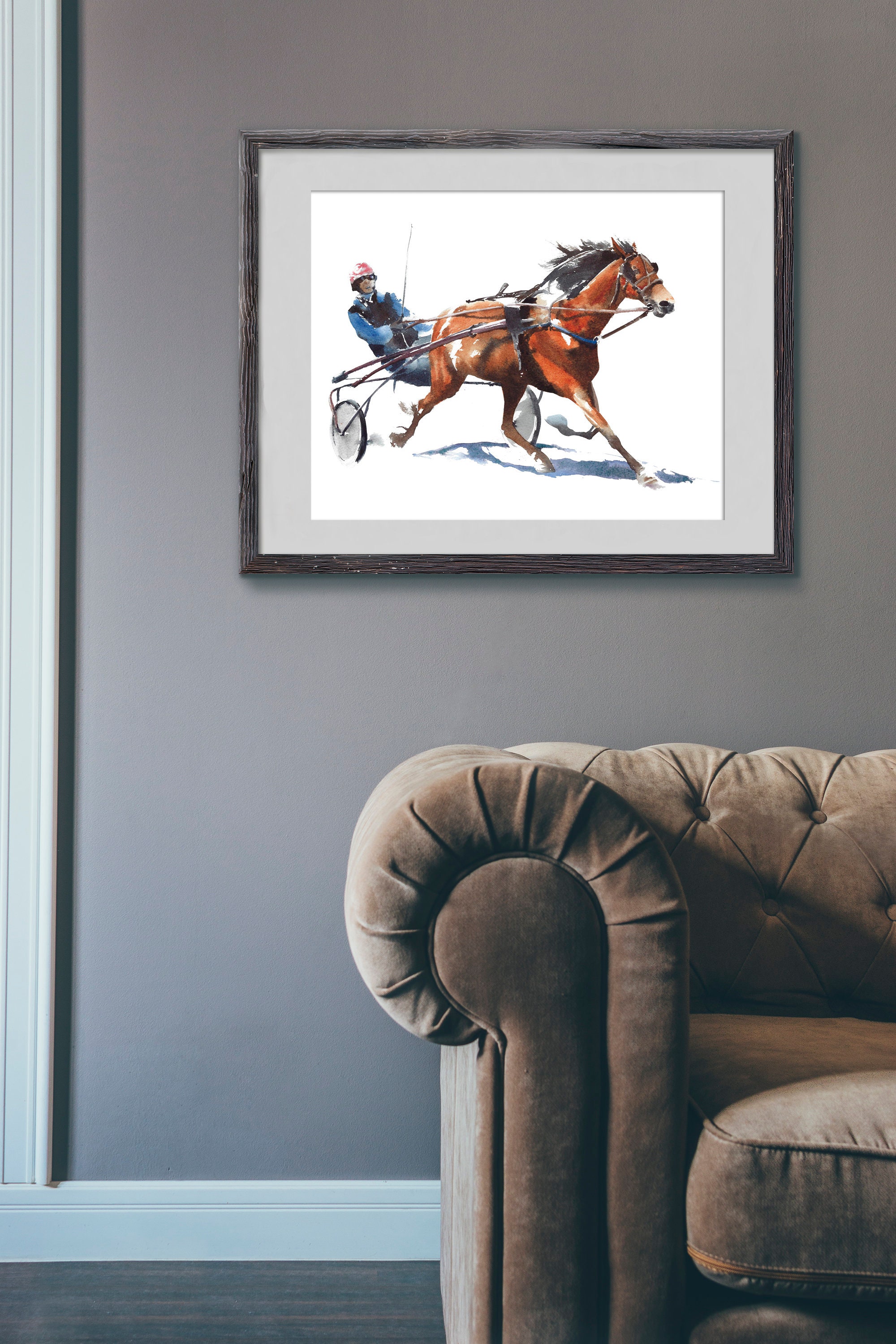 Horse Racing Watercolor Art Harness Racing Painting Horse - Etsy