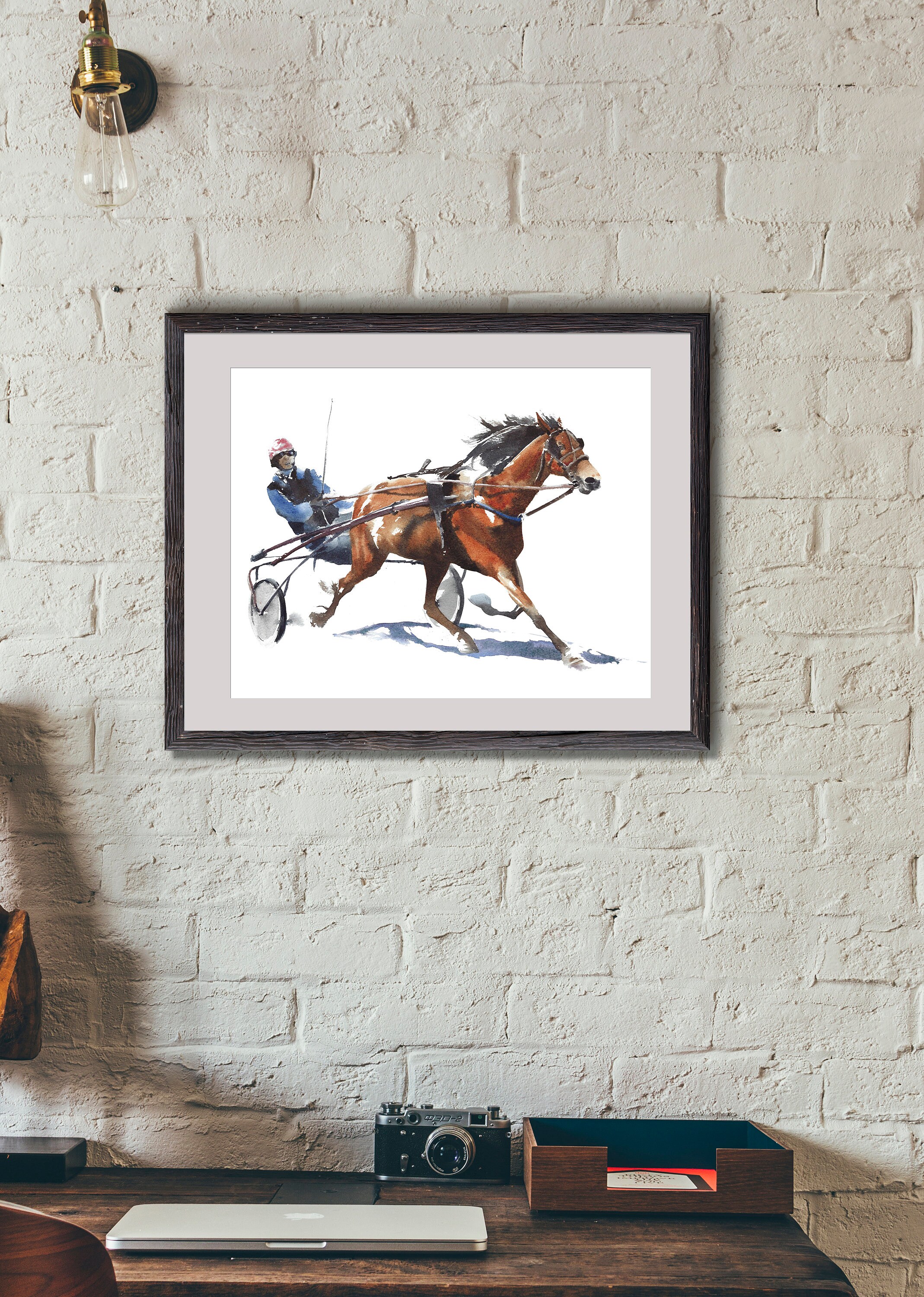 Horse Racing Watercolor Art Harness Racing Painting Horse - Etsy