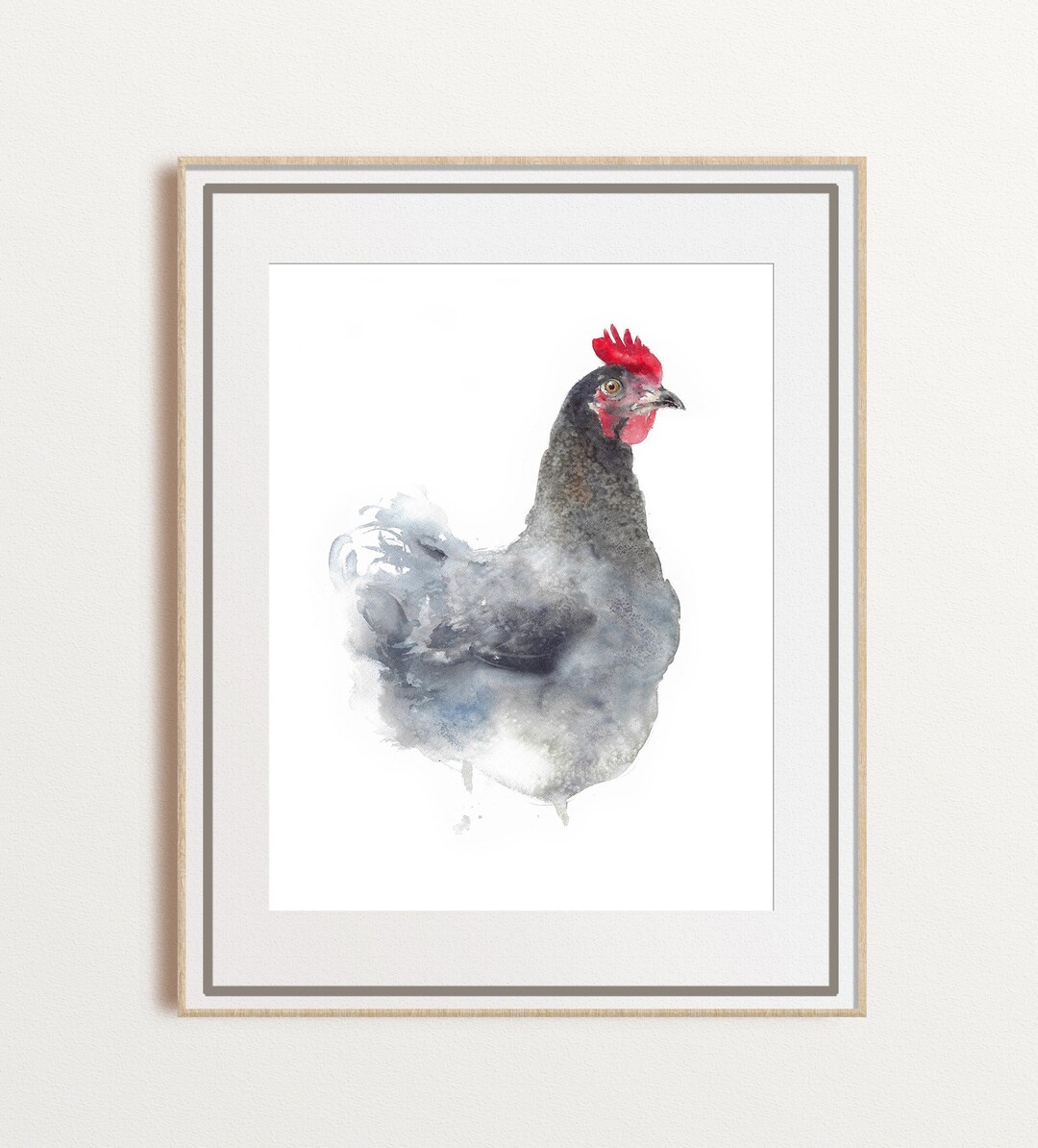 Chicken Watercolor Art, Kitchen Wall Giclee Print, Farm Animal Painting ...