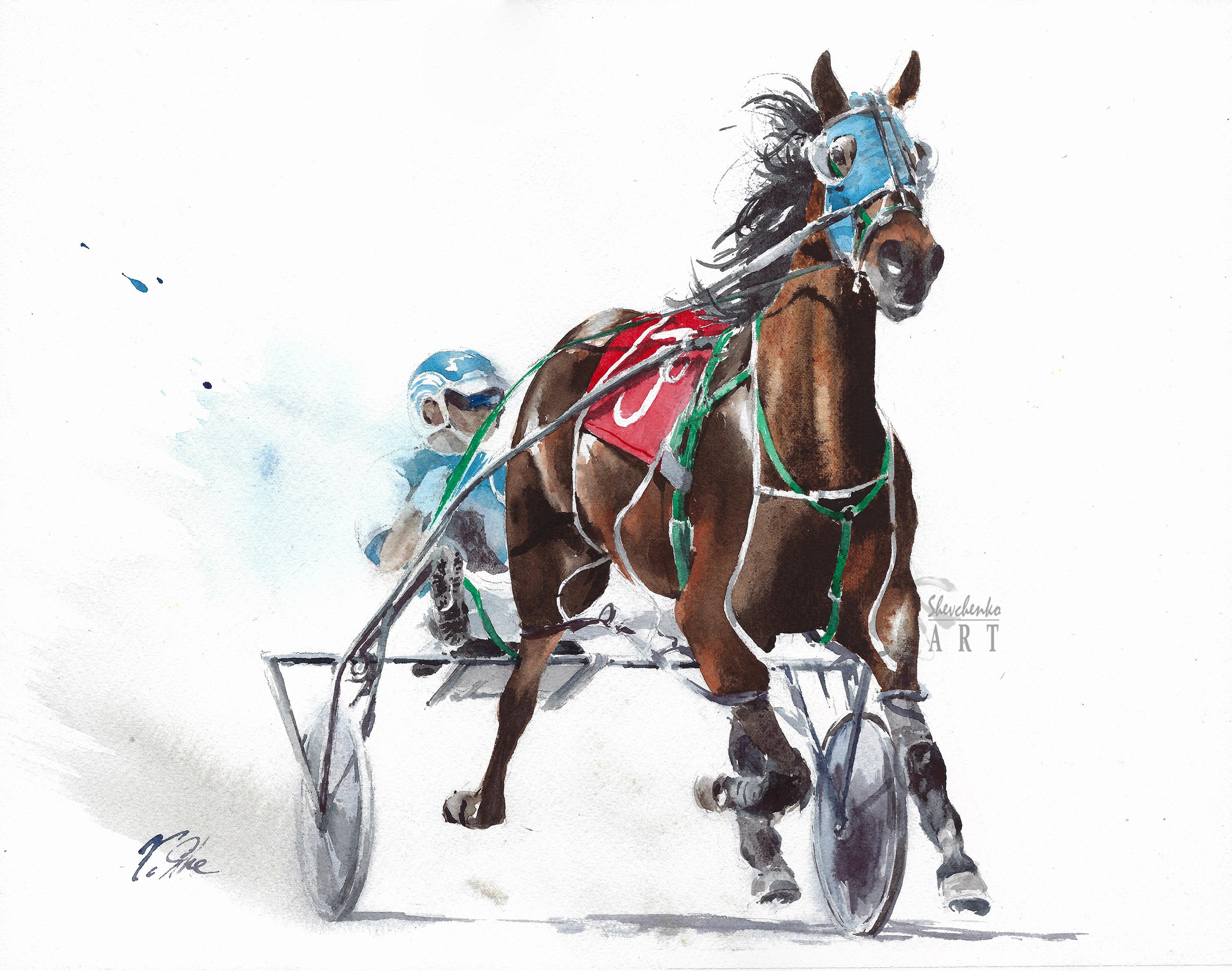Trotter Racing Watercolor Art Harness Racing Painting, Horse Sport ...