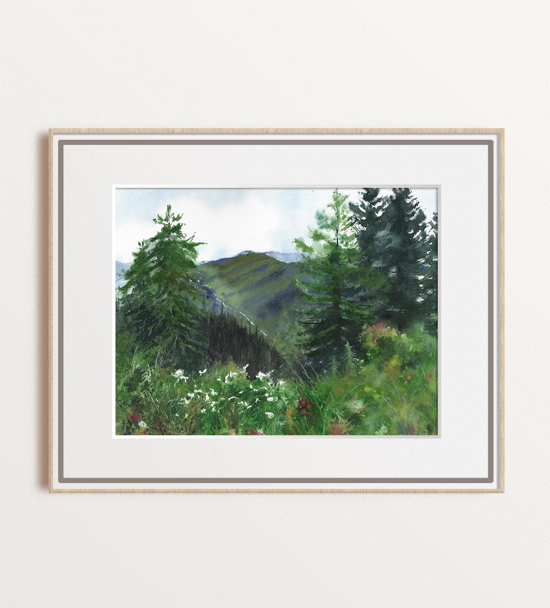 Great Smoky Mountains Watercolor Painting, Newfound Gap Overlook ...
