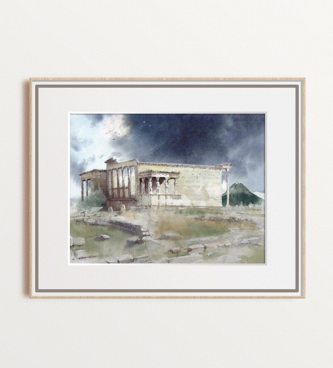 Acropolis of Athens Watercolor Art, Greece Giclée Print Erechtheion ...