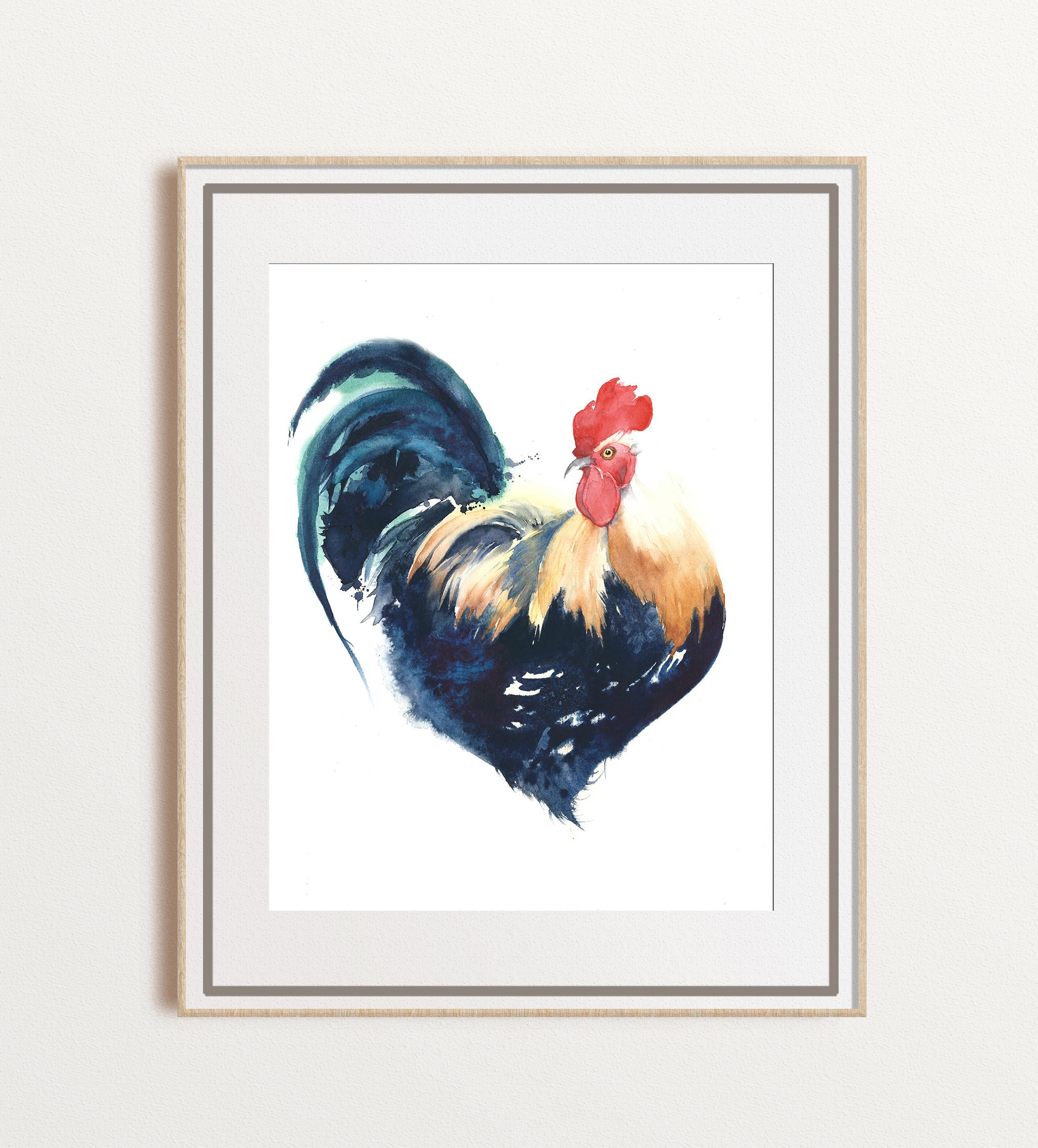 Rooster Print Kitchen Wall Art, Modern Farmhouse Decor, Rooster Lover ...