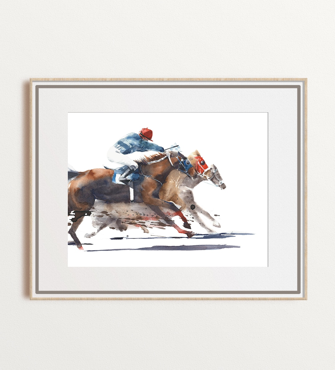 Horse Racing Art Print: Equine Watercolor Painting - Etsy