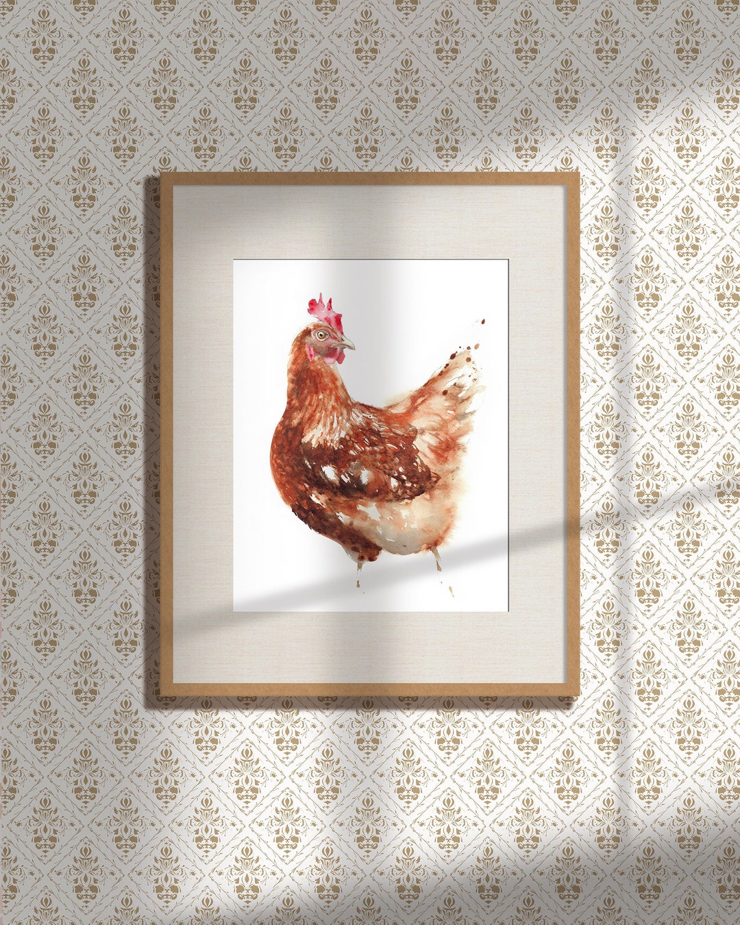 Vintage Style Chicken Wall Art, Farmhouse Decor, Fine Art Giclee Print ...